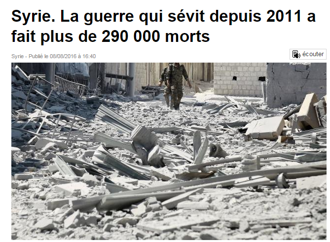 » Syrie : La guerre qui sévit depuis 2011 a fait plus de 290 000 morts